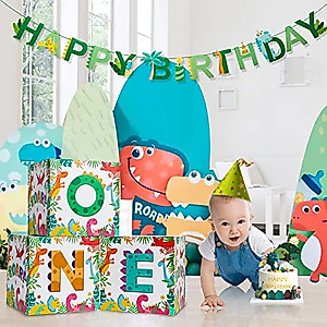 1st Birthday Balloon Box Decorations, One Boxes for 1st Birthday Boys, Dinosaur Birthday Party Supplies Balloon Boxes Dinosaur Birthday Banner Dinosaur Party Favors First Birthday Decorations for Boy