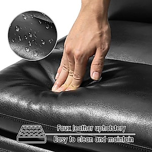 Glitzhome Mid Century PU Leather Reading Sofa Chair, Black