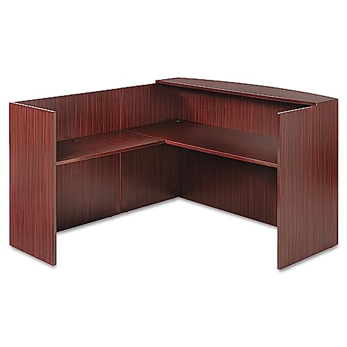 Alera ALEVA327236MY Valencia Series 71 in. x 35.5 in. x 29.5 in. - 42.5 in. Reception Desk with Counter - Mahogany