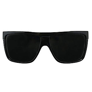 ShadyVEU Super Dark Round Sunglasses UV400 Casual Blacked Out 80's Retro Shades (Glossy Black Flat Top Frame, Dark Black)