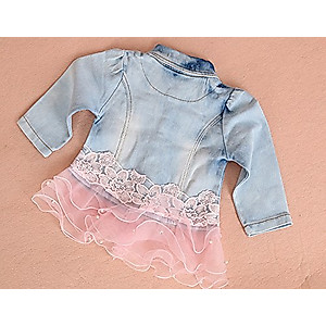 Yao Baby Girls Denim Clothing Sets 3 Pieces Sets T Shirt Denim Jacket and Jeans