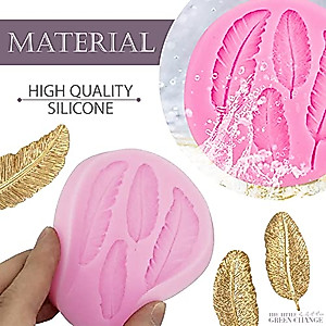 Feather Candy Molds for Baking - Pink Candy Molds Silicone Soap Molds for Clay Crafting Feather Mold Fondant Silicon Molds for Soap Making - Kitchen Decor Pink Chocolate 3D Molds for Cake Decorating