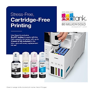 Epson EcoTank ET-2850 Wireless Color All-in-One Cartridge-Free Supertank Printer with Scan, Copy and Auto 2-Sided Printing. Full 1-Year Limited Warranty - White (Renewed Premium)