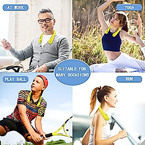 Nhpoi Portable Neck Fan,Wearable Bladeless Hands-Free Fan,Quiet Design 3 Speed Fan,Rechargeable,Leafless,Headphone Design,360° Surround Faster Cooling Fan for Indoor,Outdoor 2023-Yellow
