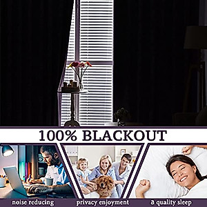 Flamingo P 100% Blackout Curtains Textured Linen Curtains for Bedroom Energy Saving Window Treatment Grommet Burlap Curtain Drapes Thermal Insulated White Liner, 2 Panels, 52 x 108 Inch, Ivory