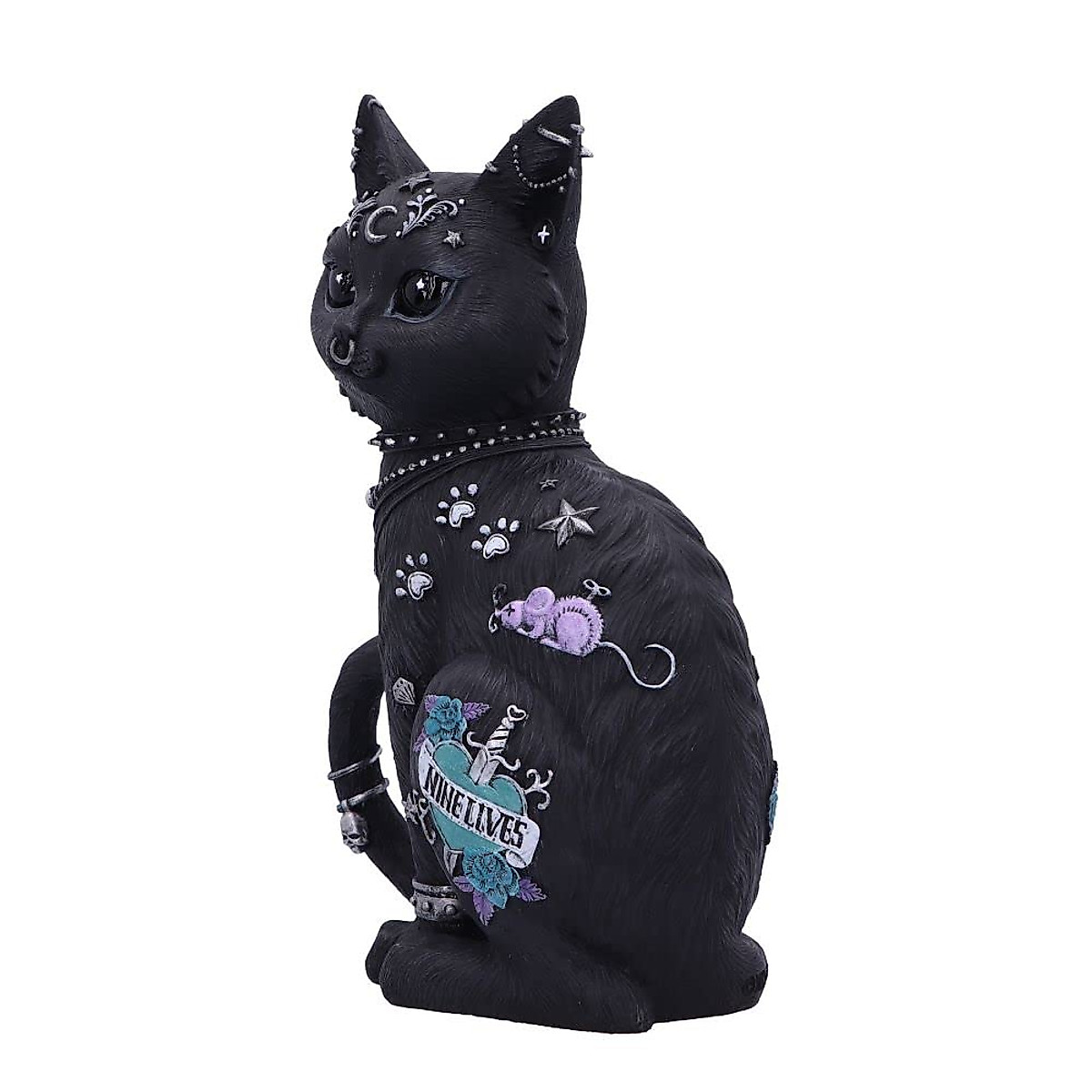 Nemesis Now Nine Lives Cat Figurine, Black, 22cm
