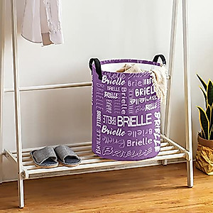 Collapsible Personalized Laundry Basket ZAACUSTOM Waterproof Custom Laundry Hamper Basket with Name Customized Dirty Clothes Storage Baskets with Handle for Bedroom Bathroom