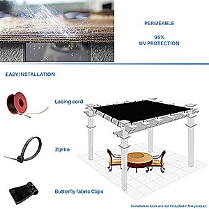 E&K Sunrise 12' x 24' Sun Shade Fabric Roll Outdoor Sun Shade Cover for Pergola Backyard Garden Patio Deck Greenhouse (Brown)