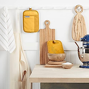 KitchenAid Beacon Two-Tone Non-Slip Pot Holder Set, Majestic Yellow, 7"x10", 2 Piece
