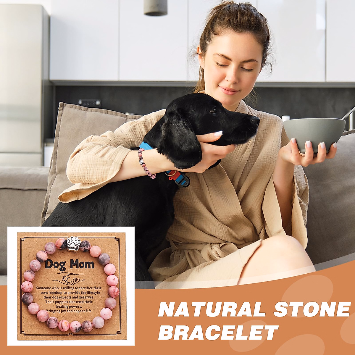 Zopeal Dog Mom Gifts for Women Dog Lover Funny Gifts Include 16 oz Tumbler Makeup Bag Canvas Tote Bag Aromatherapy Candle Socks Bracelet Keychain Gift Card for Mothers Day Birthday Appreciation Gift