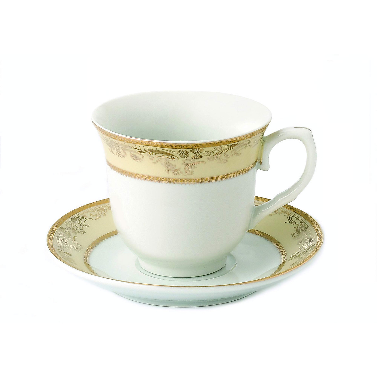 Lorren Home Trends Chloe-4 Cups and Saucers, One Size, Gold