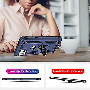 for Motorola One 5G Ace Phone Case, Moto One 5G Ace Case with HD Screen Protector, [Military Grade 16ft. Drop Tested] Ring Shockproof Protective Phone Case for Motorola One 5G UW Ace,Blue