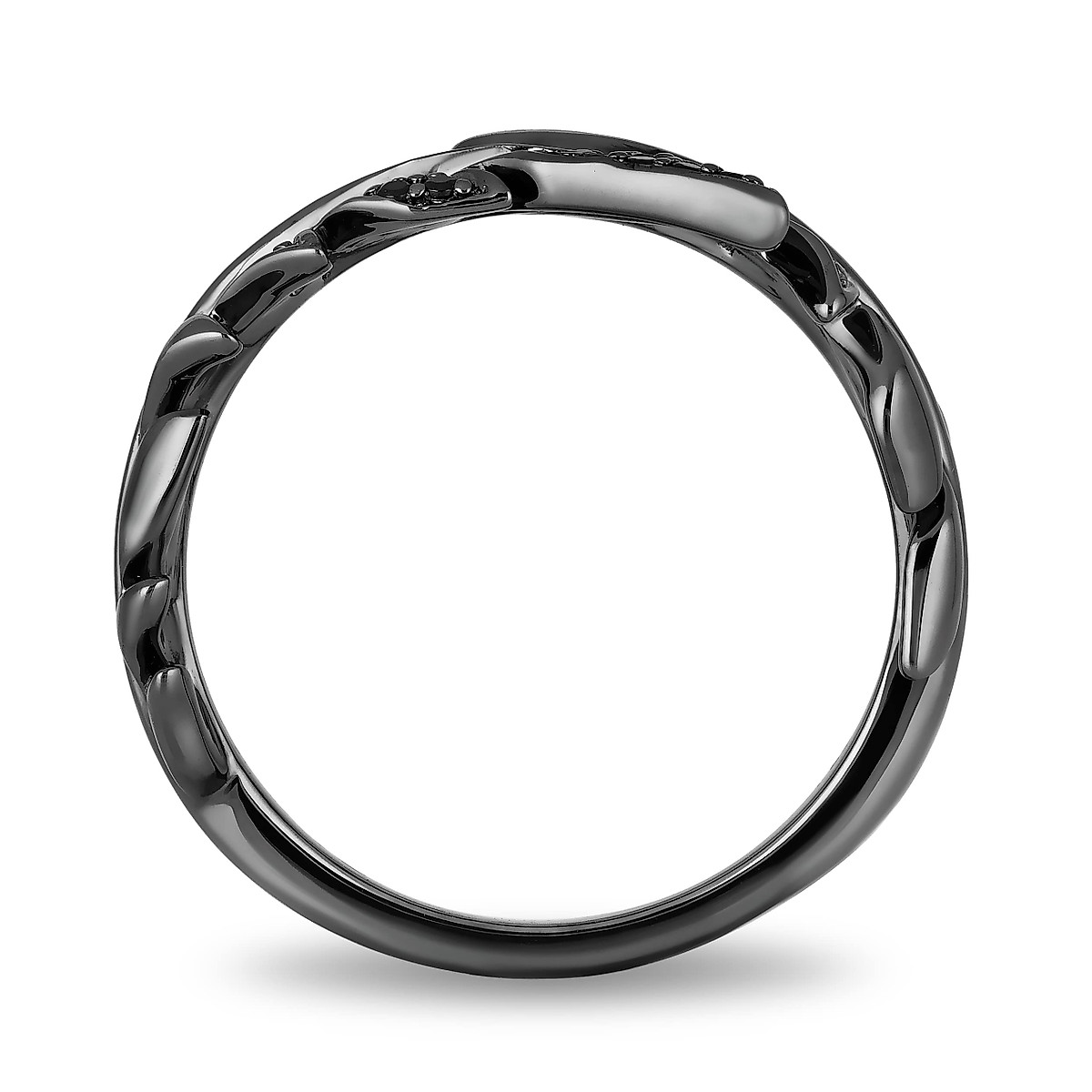 Jewelili Enchanted Disney Fine Jewelry Sterling Silver with Black Rhodium 1/10 Cttw Diamond Maleficent Ring