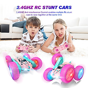 RC Stunt Car, 2.4Ghz Remote Control Car for Kids, Hand Controlled RC Car with Cool Light, Gesture RC Car 360° Rotating RC Crawler 4WD Off Road Drift RC Stunt Race Car Gift Toy for Boys Girls Aged 6-12