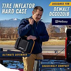 MeEazy Hard Storage Case for DEWALT DCC020IB 20V Max Air Compressor Tire Inflator, Protective Custom-Fit Storage, Padded Bag with Splash Proof YKK Zippers, Form-Fitting Shell & Wide Shoulder Strap