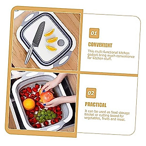 ULTECHNOVO Foldable Chopping Board Collapsing Laundry Baskets Portable Laundry Basket Folding Cutting Board Cutting Board Strainer Portable Foldable Cutting Board Chopping Cutting Board Plate
