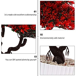 Happyyami Artificial Bonsai Tree, 1 Pcs Red, Plastic, 220g