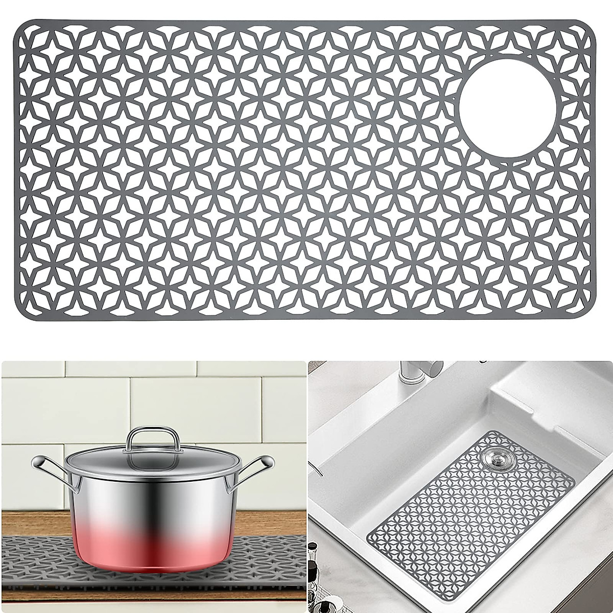 QKVCX Sink Protectors for Kitchen Sink,28.25''x 14.2'' Sink Protectors for Kitchen,Sink Drainage Mat- Non-slip Sink Mat for Bottom of Kitchen Farmhouse Porcelain Sink Kitchen Sink Grid Accessory.