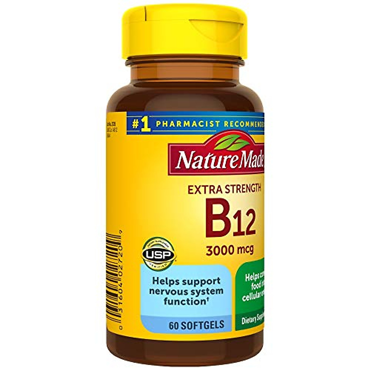 Extra Strength Vitamin B12 3000 mcg Softgels, 60 Count