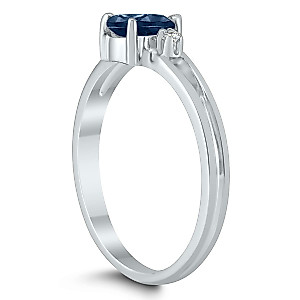 6X4MM Sapphire and Diamond Pear Shaped Open Three Stone Ring in 10K White Gold