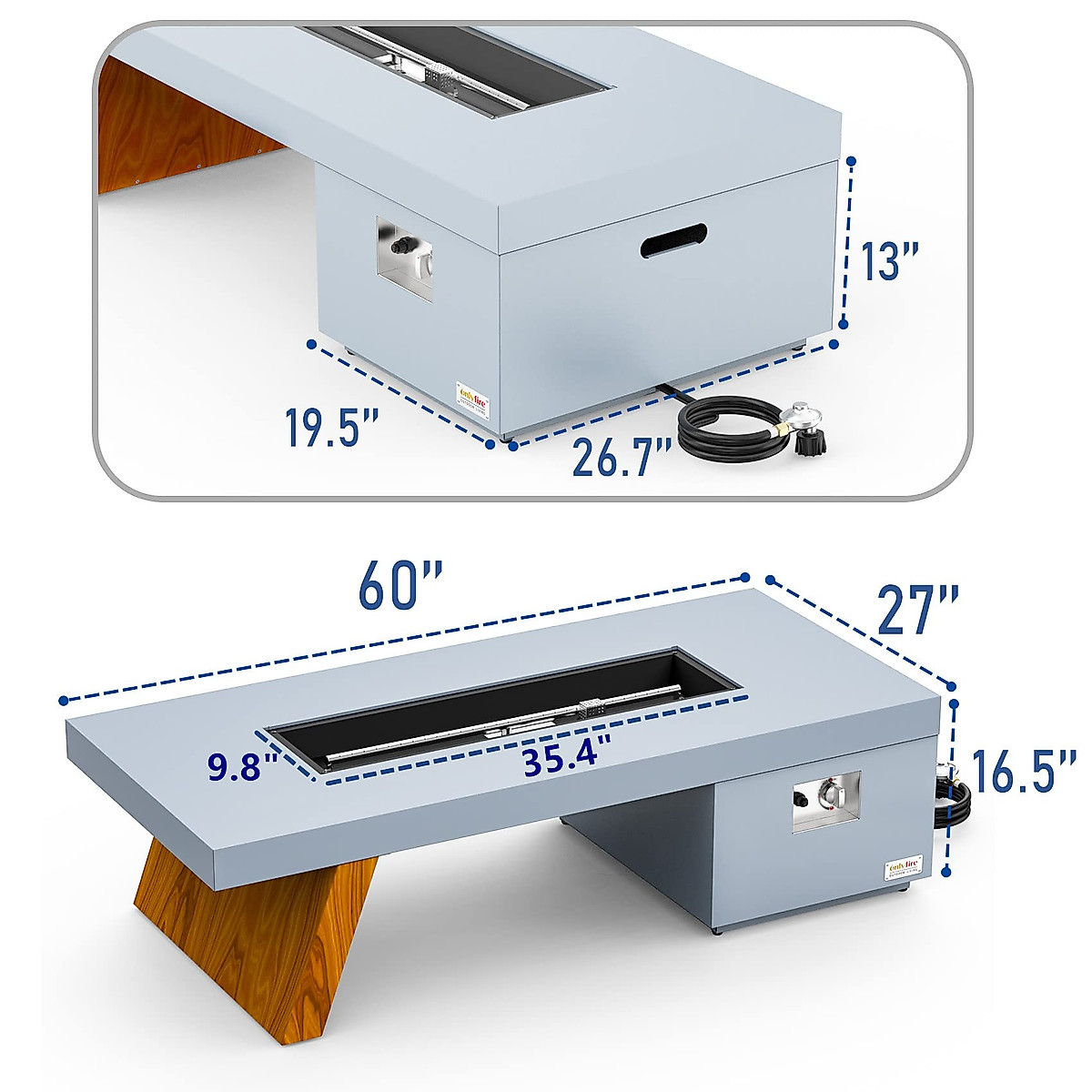Onlyfire Premium 60” Outdoor Fire Pit Table with Lava Rocks& 12FT Hose, Large Propane Gas Firepit, Smokeless Fireplace 60,000BTU, Flame Adjustable for Backyard Patio Bonfire Party, Patio Heater FP015