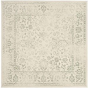 SAFAVIEH Adirondack Collection Area Rug - 8' Square, Ivory & Sage, Oriental Distressed Design, Non-Shedding & Easy Care, Ideal for High Traffic Areas in Living Room, Bedroom (ADR109V)