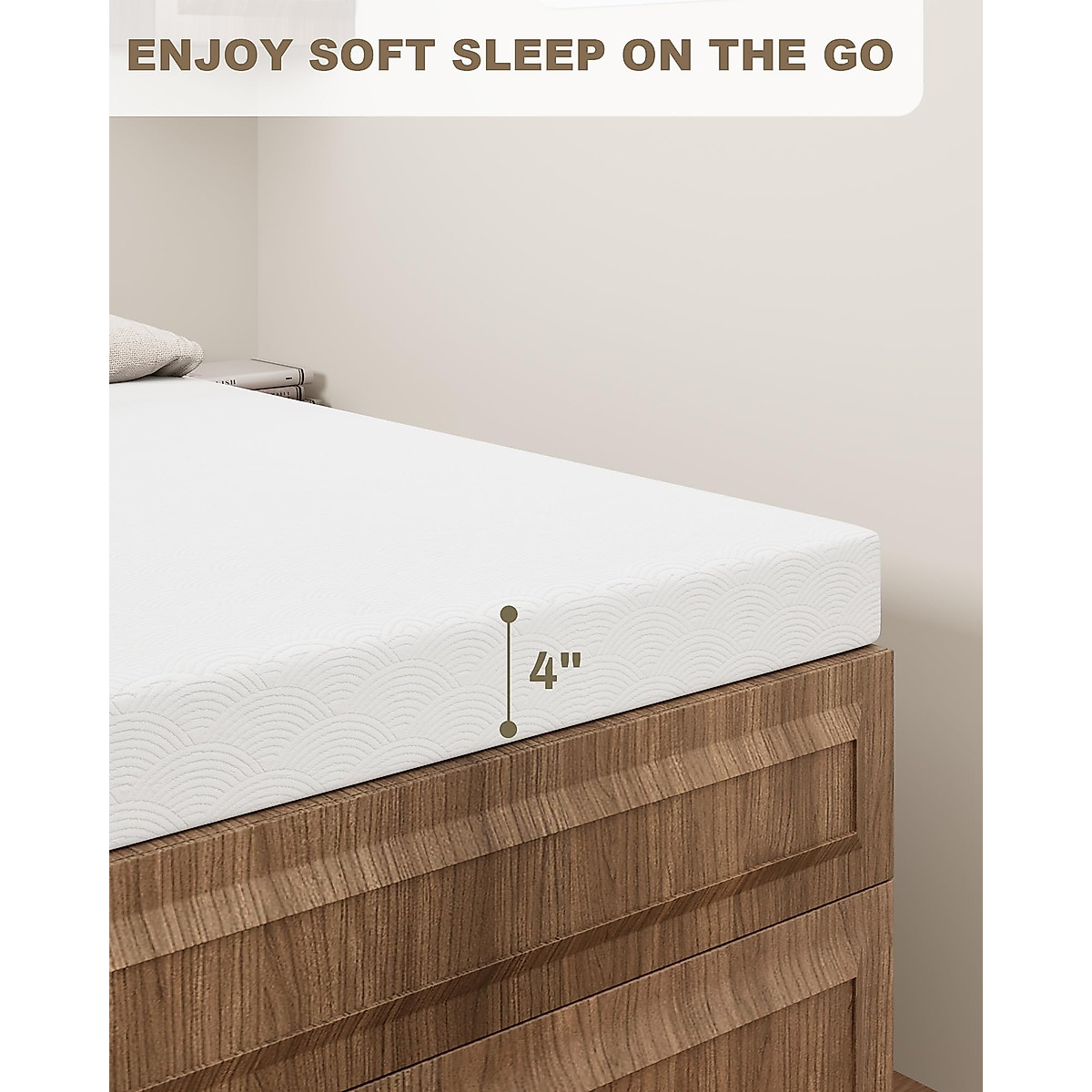 Zenzy 4" King Memory Foam Mattress Topper for RV, [CertiPUR-US Certified] [Pressure-Relieving] RV Mattress Topper with [Ultra Soft] [Washable] Cover, 72"x80" King