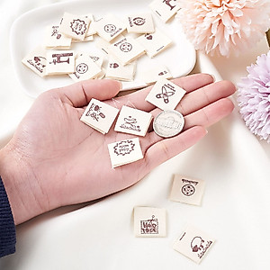 Beadthoven 300pcs 10 Styles Woven Sewing Labels Handmade with Love Vintage Sew-On Labels Embossed Clothes Fabric Tags for Knitting Quilting Sewing Garment DIY Crafts