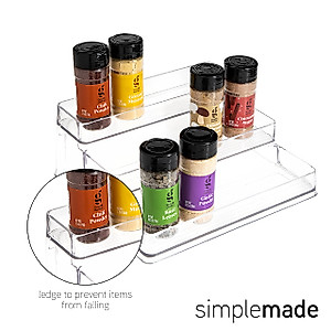 SIMPLEMADE 3-Tier Spice Rack Organizer - Versatile Storage Shelf for Kitchen, Bathroom, Bedroom & Office, Set of 1, Clear