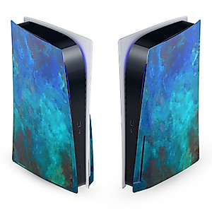 Head Case Designs Officially Licensed LebensArt Blue Malachite Art Mix Vinyl Faceplate Sticker Gaming Skin Decal Cover Compatible With Sony PlayStation 5 PS5 Disc Edition Console