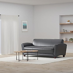 Lorell LLR68950 - Reception Collection Black Leather Sofa