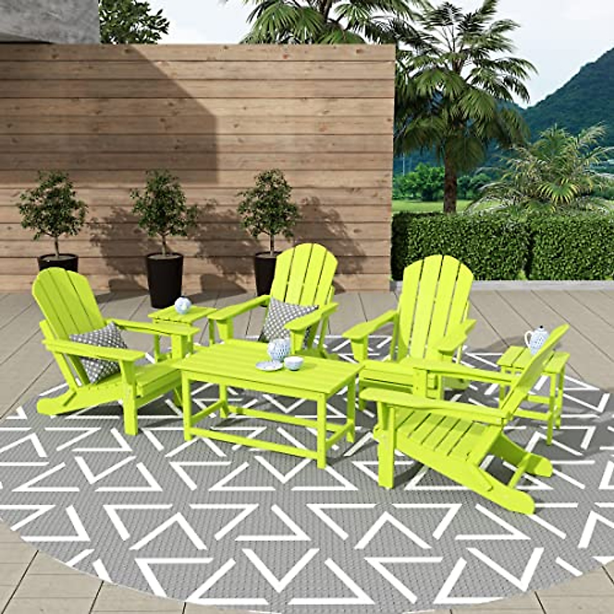 WestinTrends Malibu Outdoor Coffee Table, 35" x 17.5" All Weather Poly Lumber Patio Adirondack Coffee Table for Garden Lawn Porch Balcony, Lime