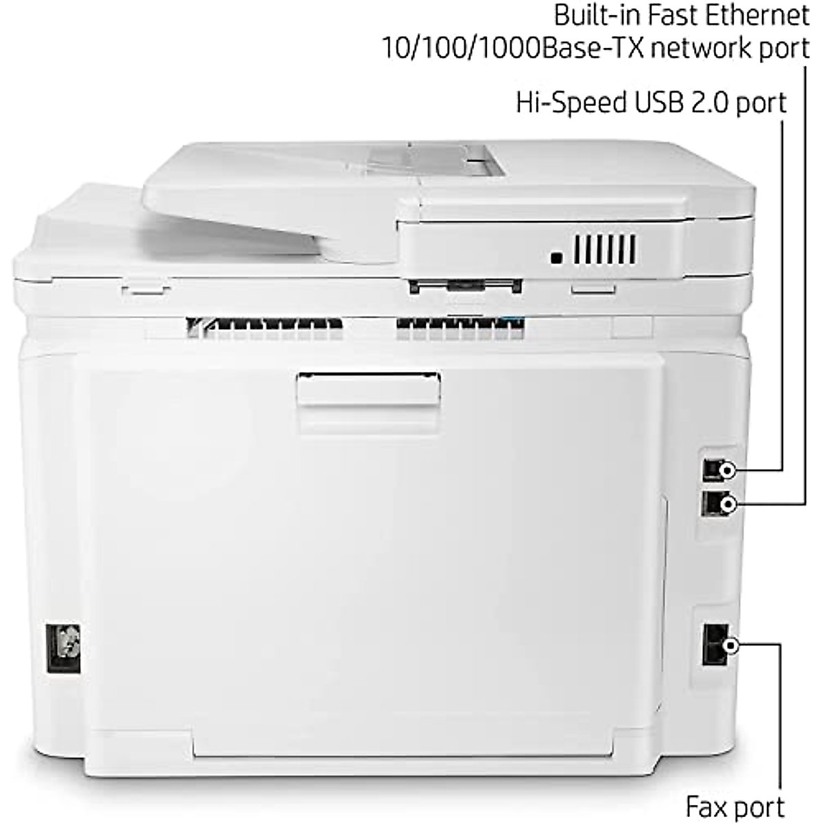 HP Color Laserjet Pro MFP M283cdw All-in-One Wireless Laser Printer, White - Print Scan Copy Fax - 22 ppm, 600 x 600 dpi, 8.5 x 14, 50-Sheet ADF, Auto Duplex Printing, Ethernet, Cbmoun Printer_Cable