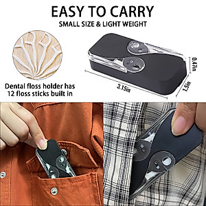 Dental Floss Portable Floss Dispenser Floss Box Dental Floss Picks Dispenser Floss Pick Holder Automatic Floss Organizer Travel Floss for Women Men Teeth Cleaning(Black+Black)