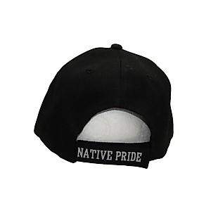 Native Pride American Bull Skull Tribal Shadow Black Indian Embroidered Cap Hat
