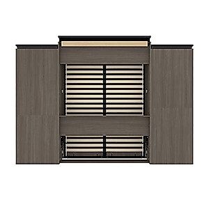 Atlin Designs 124" Modern Wood Queen Murphy Bed and Storage with Drawers in Gray