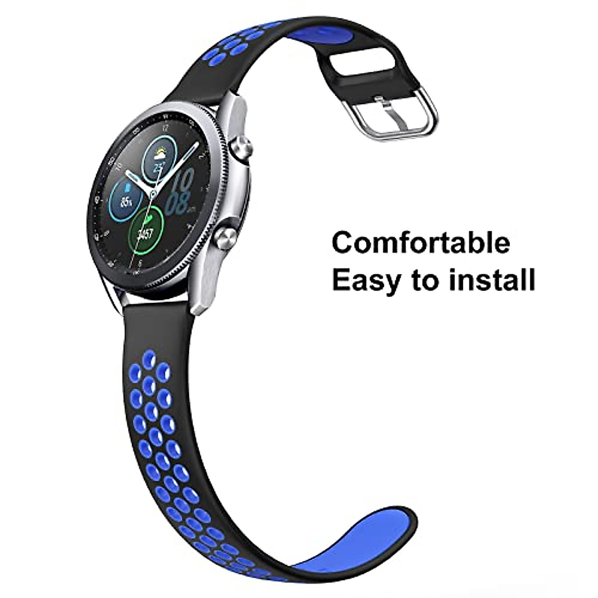 NAHAI 3 Pack Sport Bands Compatible with Samsung Galaxy Watch 46mm/Gear S3 Frontier for Men Women, 22mm Watch Band Silicone Quick Release Rubber Replacement Strap for Galaxy Watch 3 LTE (45mm)