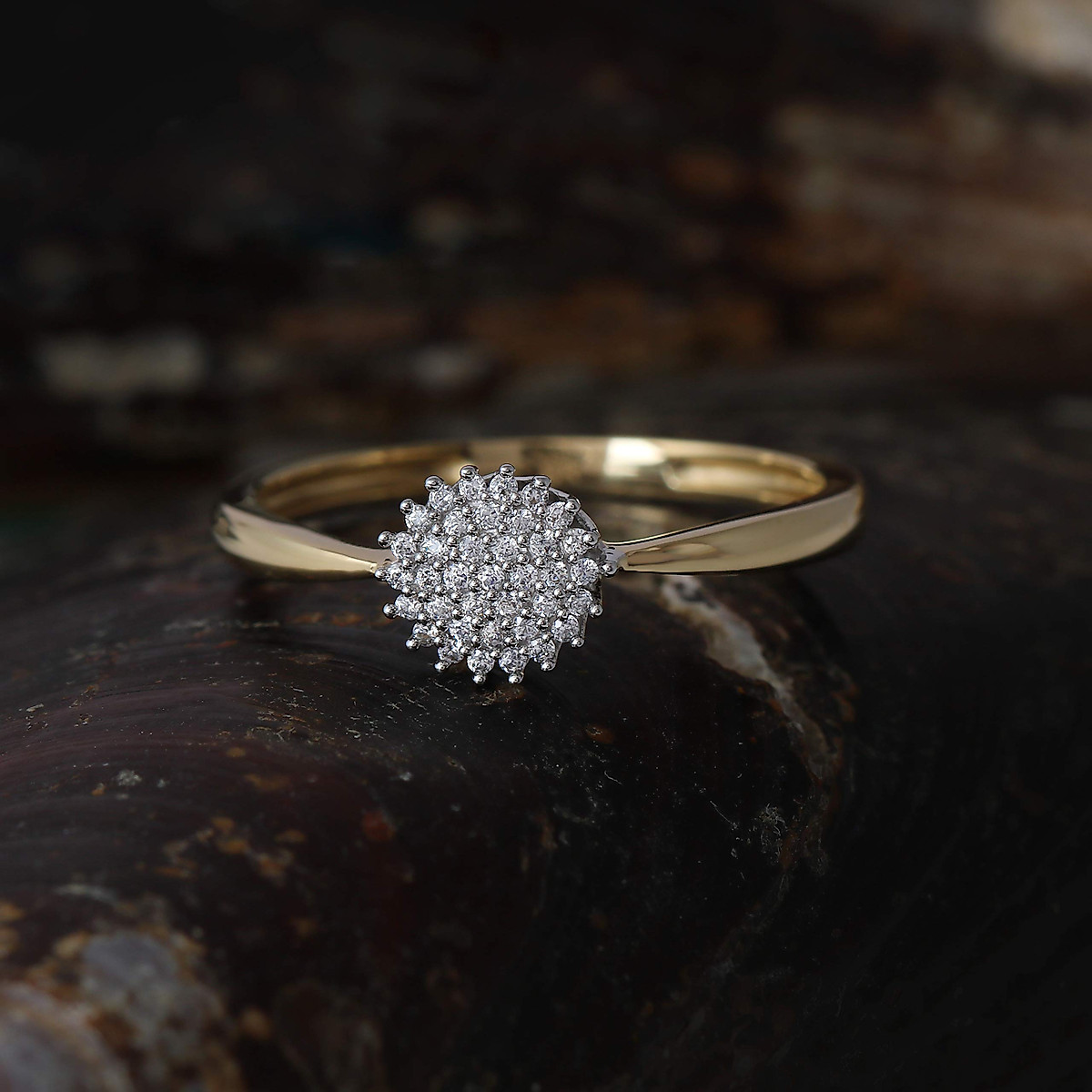 DZON 10k Yellow Gold 1/10CT TDW Round Diamond Composite Promise Ring for Her (I-J,I2)