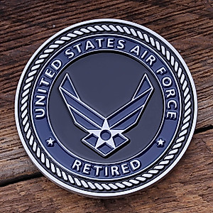 Air Force Retired Challenge Coin - United States Air Force Retired Challenge Coin - Amazing US Air Force Military Coin - Designed by Military Veterans!