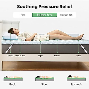 Dreamsmith 2 Inch Gel Memory Foam Mattress Topper Queen, Soft Cooling Bed Mattress Topper with Removable Washable Cover & Adjustable Straps, CertiPUR-US Certified, Queen
