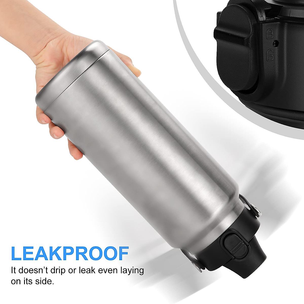 EIPOSAU Spout Lid for YETI Rambler Bottle, BPA Free, Ideal Chug Cap for YETI, Fits 18 26 36 64 oz Bottles, Replacement Lids with Push Button & Lock, 2 Pack