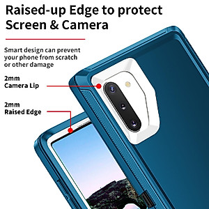 Regsun for Galaxy Note 10 Case,Shockproof 3-Layer Full Body Protection [Without Screen Protector] Rugged Heavy Duty High Impact Hard Cover Case for Samsung Galaxy Note 10,Turquoise/White