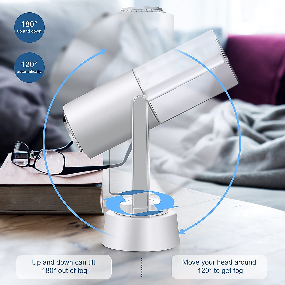 LUCOG Portable Mini Humidifier, Cool Mist Small Humidifiers, USB Personal Desktop Humidifiers for Baby, Bedroom, Plants, Quiet Air Humidifier, Vaporizers with LED Lights for Office Home Car and Travel