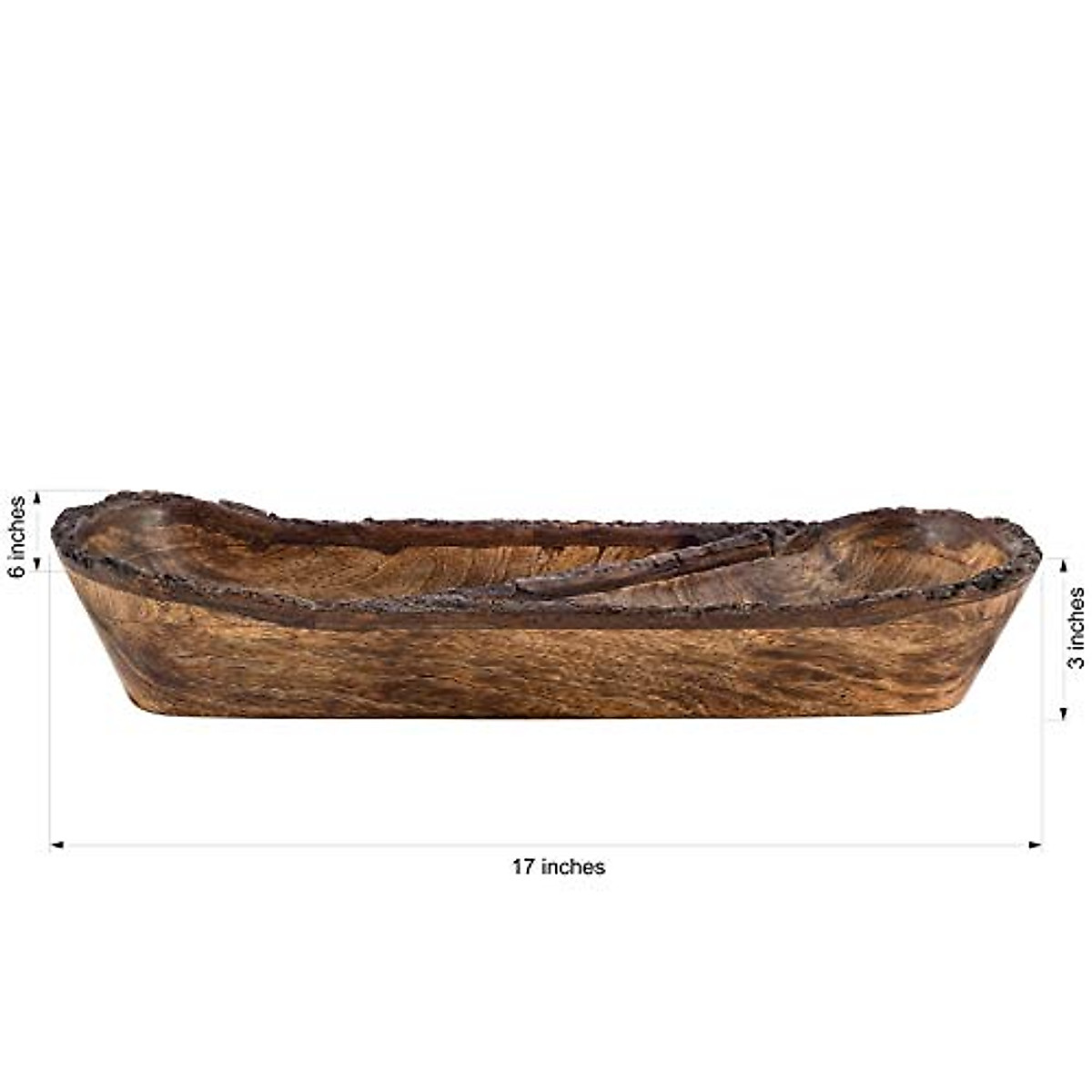 Divit Shilp Natural Wooden Tray, Serving Bowl for Salad, Veggies and Fruits, Large Deep Tray for Family, Party (Bark Edge Divided Tray (New))