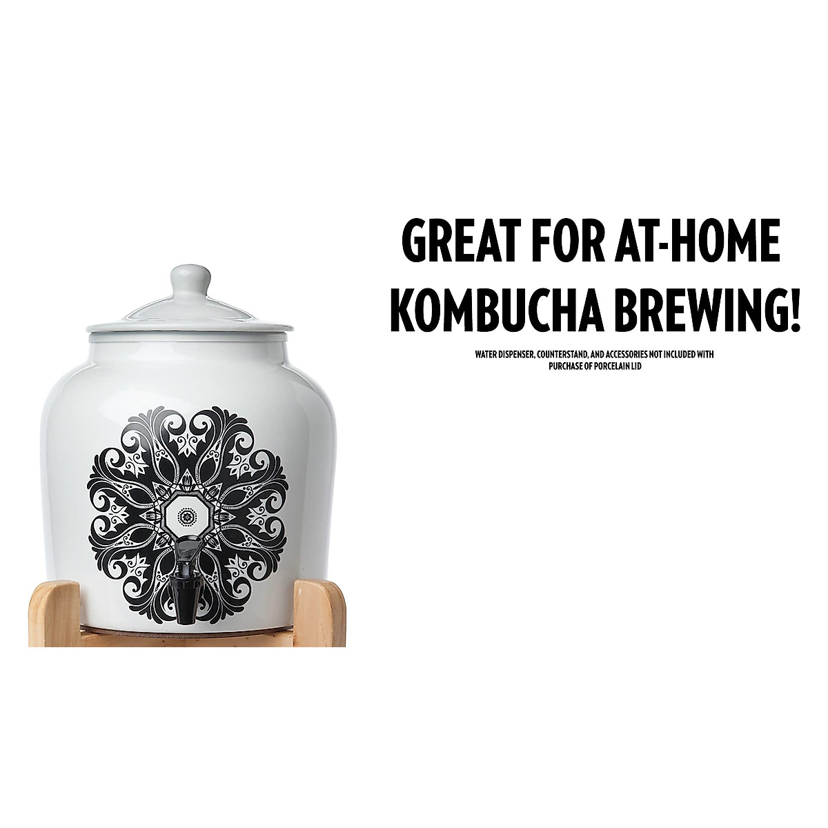 New Wave Enviro Porcelain Crock Lid, Compatible with New Wave Enviro Porcelain Dispensers, 7" Outer Diameter