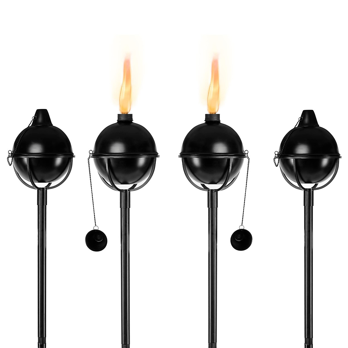 BIRDROCK HOME Outdoor Torches - Durable Construction, Modern Design, Weather Resistant, Citronella Oil Compatible, Ideal for Backyards, Patios, Pathways - Bora Bora Black, 4 Pack