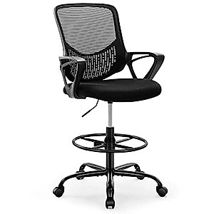 Drafting Chair - Tall Office Chair for Standing Desk, High Work Stool, Counter Height Office Chairs with Adjustable Foot Ring