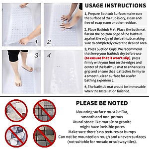 Yimobra Original Bath Tub Shower Mat Extra Long 16 x 40 Inches, Non-Slip with Drain Holes, Suction Cups, Machine Washable, Phthalate Free, Latex Free, BPA Free, Bathroom Mats Clear