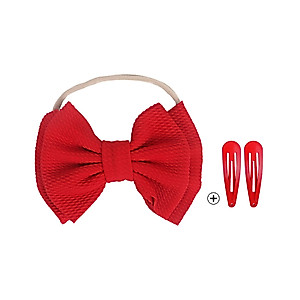 Kewl Fashion Baby Girl's Toddler 5 Inch Soft Bow-knot Nylon Hairband Headband Headdress (Red)