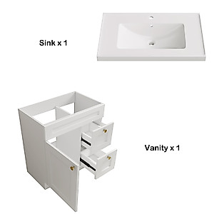 JPND White Shaker Style 36" Bathroom Vanity with Sink Top, Wooden Double Door Bathroom Storage Vanity with Soft-Close Door and 4 Drawers (Faucet and Knobs Not Included)